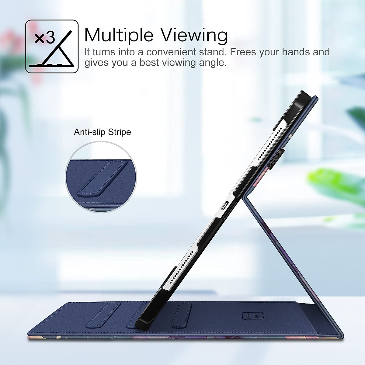 Fintie Folio Case for iPad Pro 12.9" 6th Generation 2022, Multi-Angle Smart Stand Cover w/Pencil Holder & Pocket, Also Fit iPad Pro 12.9 2021 5th & 2020 4th & 2018 3rd Gen, Blooming Hibiscus