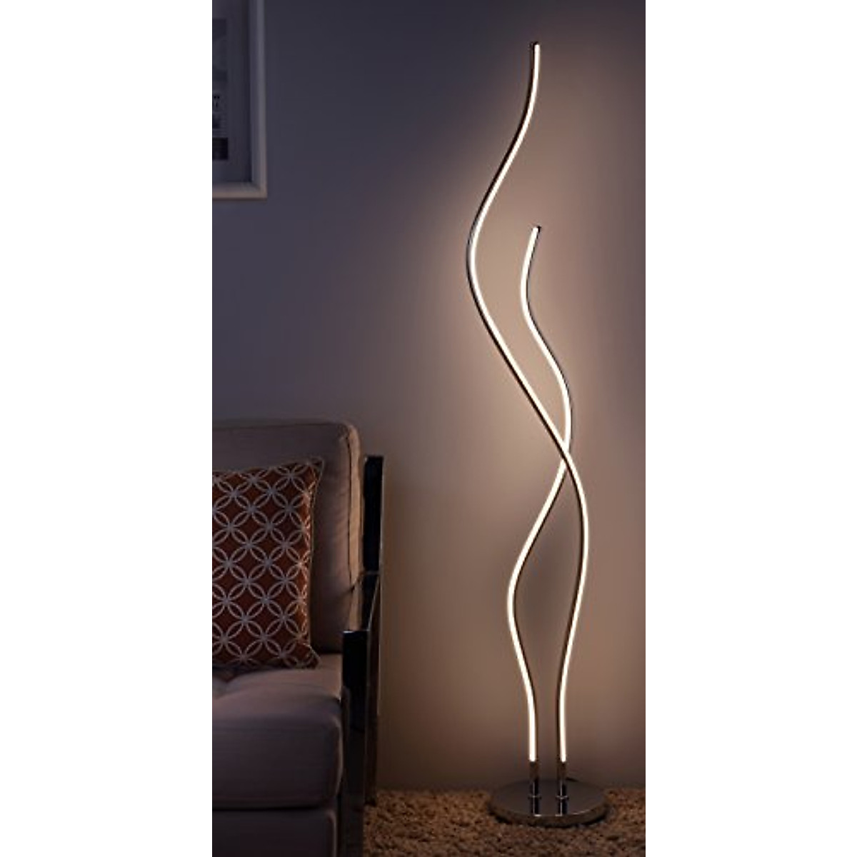 JONATHAN Y JYL7008A Cairo 63.75" LED Integrated Floor Lamp, Modern, Contemporary, Office, Living Room, Family Room, Dining Room, Bedroom, Guest Room, Hallway, Foyer, Chrome