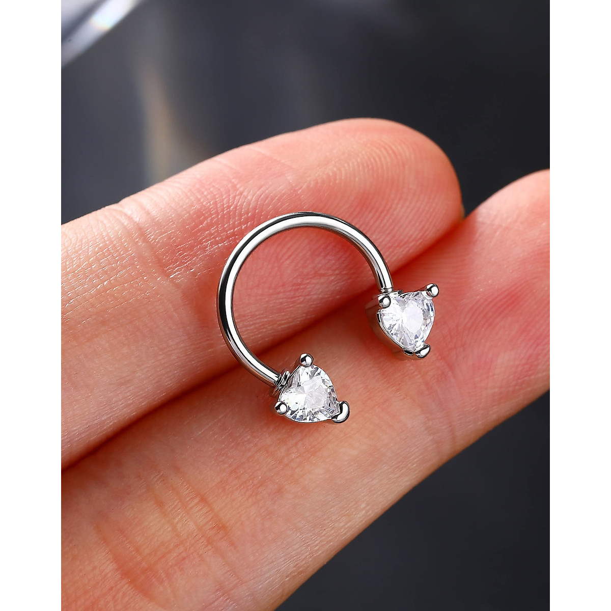 Jewseen Heart Septum Ring 16g Clear CZ Septum Jewelry Daith Piercing Jewelry Cartilage Earring Helix Piercing Jewelry Nose Ring Hoop Earring Conch Tragus Earring for Women Men