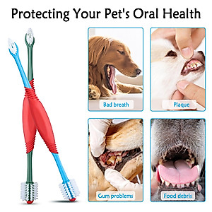STSAIL 2PCS Dog Toothbrush 360 Degree Dog Tooth Brush, Dual Head Dog Tooth Brushing Kit Non Slip Toothbrush for Dogs and Cat Teeth Clean Pet Toothbrush Dental Care