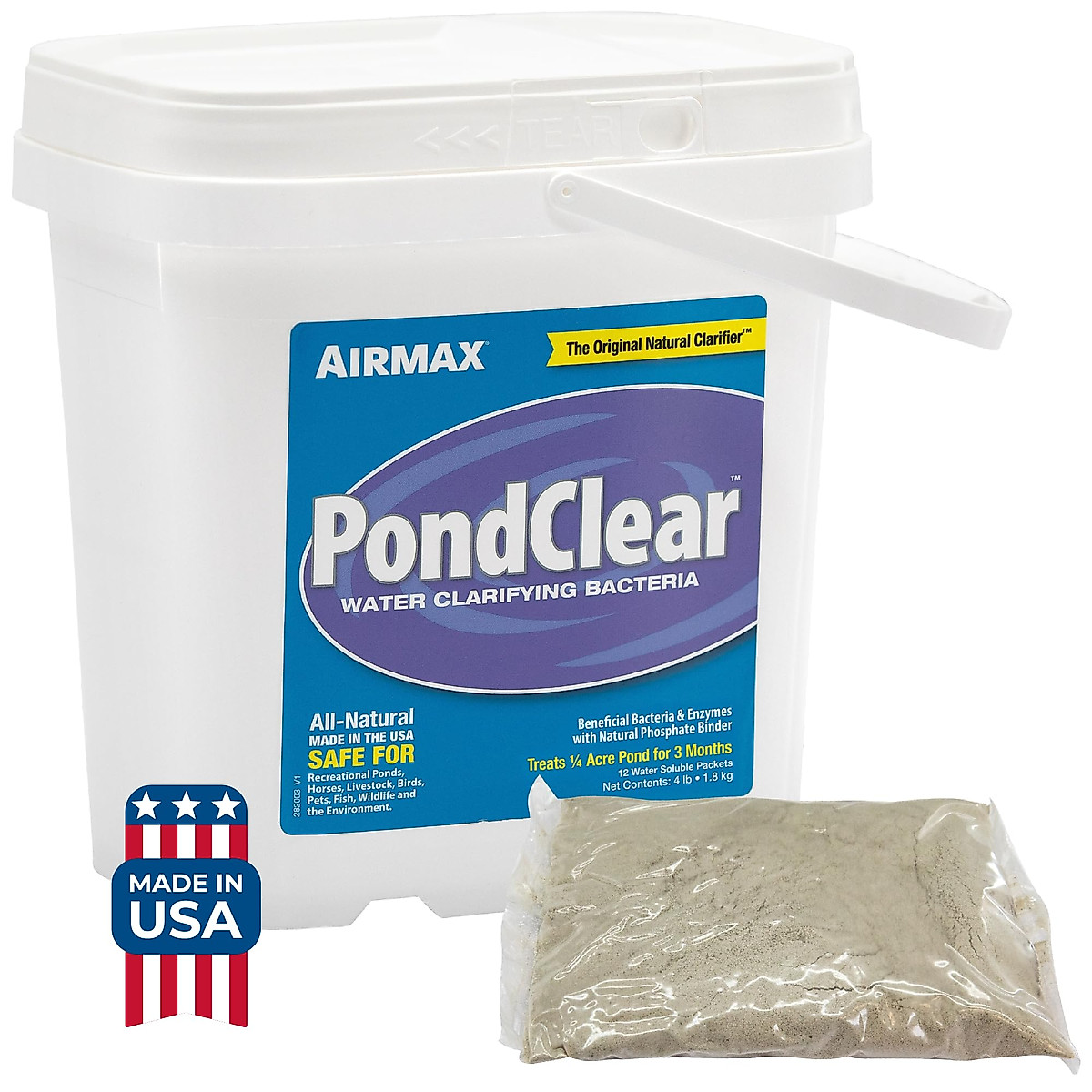 Airmax PondClear Packets, Beneficial Bacteria & Enzyme Clarifier Treatment with Ecoboost PRx, Clear & Clean Pond & Lake Water, Safe for Fish, 12 Count