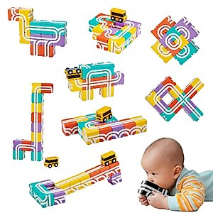 QBI Magnetic Blocks STEM Toys for Toddlers Aged 1+ Year Old Boys & Girls| 3D Colorful Magnetic Building Blocks with 1 School Bus| Preschool Toys, Montessori Game (13 Pieces)