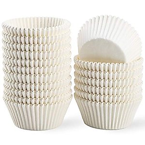 Caperci Standard White Cupcake Liners 500 Count, No Smell, Food Grade & Grease-Proof Baking Cups Paper