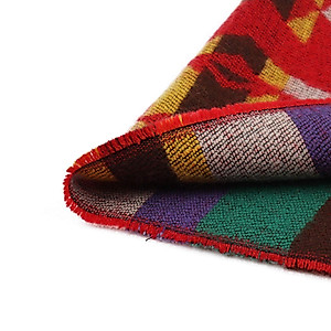 Uyuni Women's Bohemian Casual Hooded Shawl Fringe Poncho Cashmere Loose Plaid Cape Vintage Geometric Patterned Cardigan