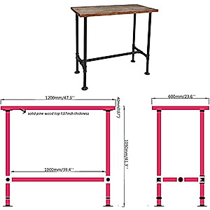 Diwhy 5 Piece Bar Table and Barstool Set Industrial Rectangular Pipe Dining Pub Bar Table and Kitchen Counter Height Adjustable Stool with Iron Backrest Black(1 Table + 4 Chairs)
