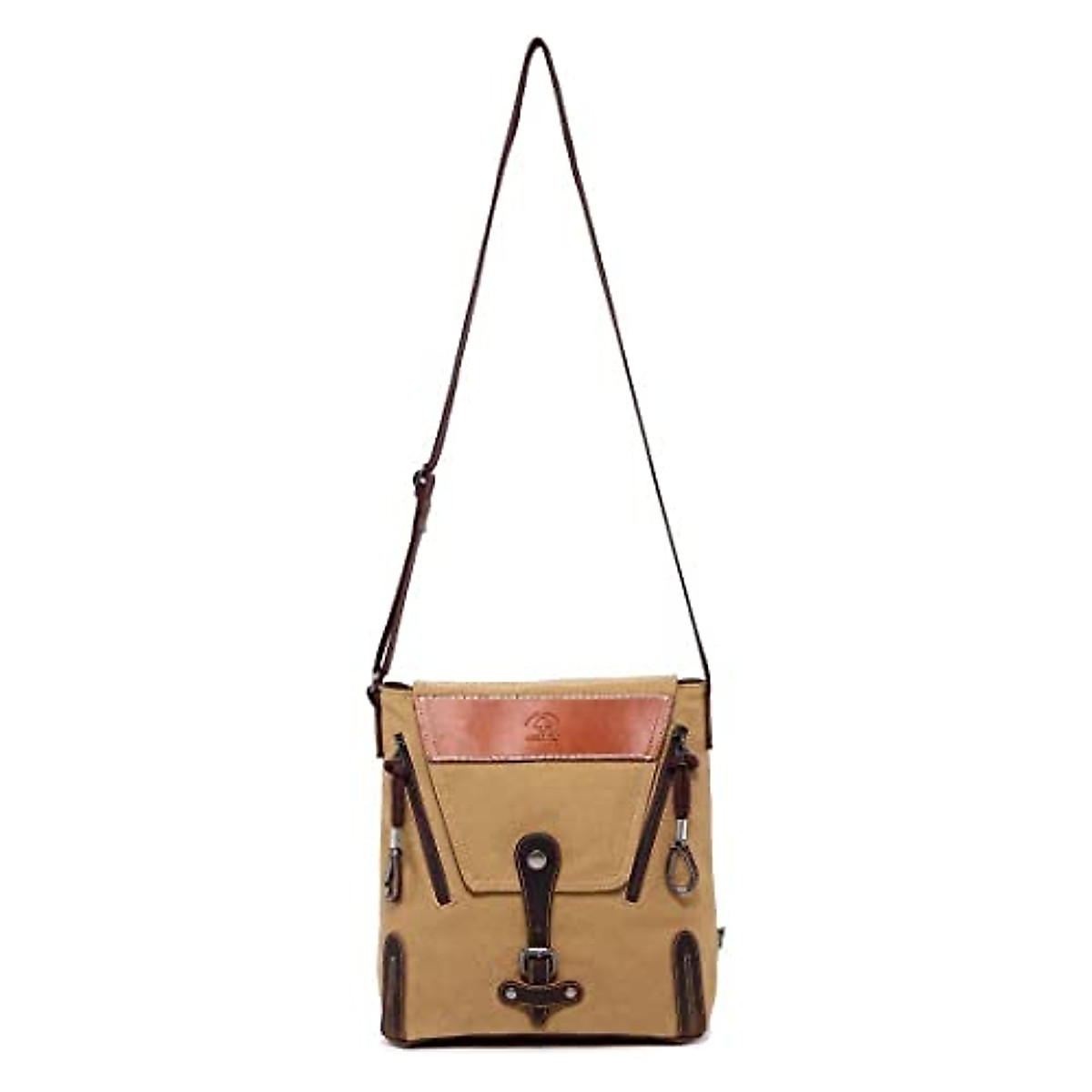TSD Brand Hidden Woods Canvas Crossbody Bag w/Flap (Brown)