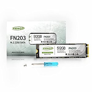 Fikwot FN203 M.2 SATA SSD - SLC Cache 3D NAND TLC SATA III 6Gb/s M.2 2280 NGFF Internal Solid State Drive, Up to 550MB/s, Compatible with Ultrabooks, Tablet Computers and Mini PCs (512GB)