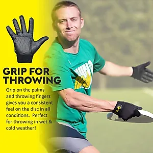 Friction Gloves - Ultimate Frisbee Gloves - Rubberized Palm & Fingers for Amazing Grip in All Conditions - Play Your Best in Any Weather - (Adult XXL)