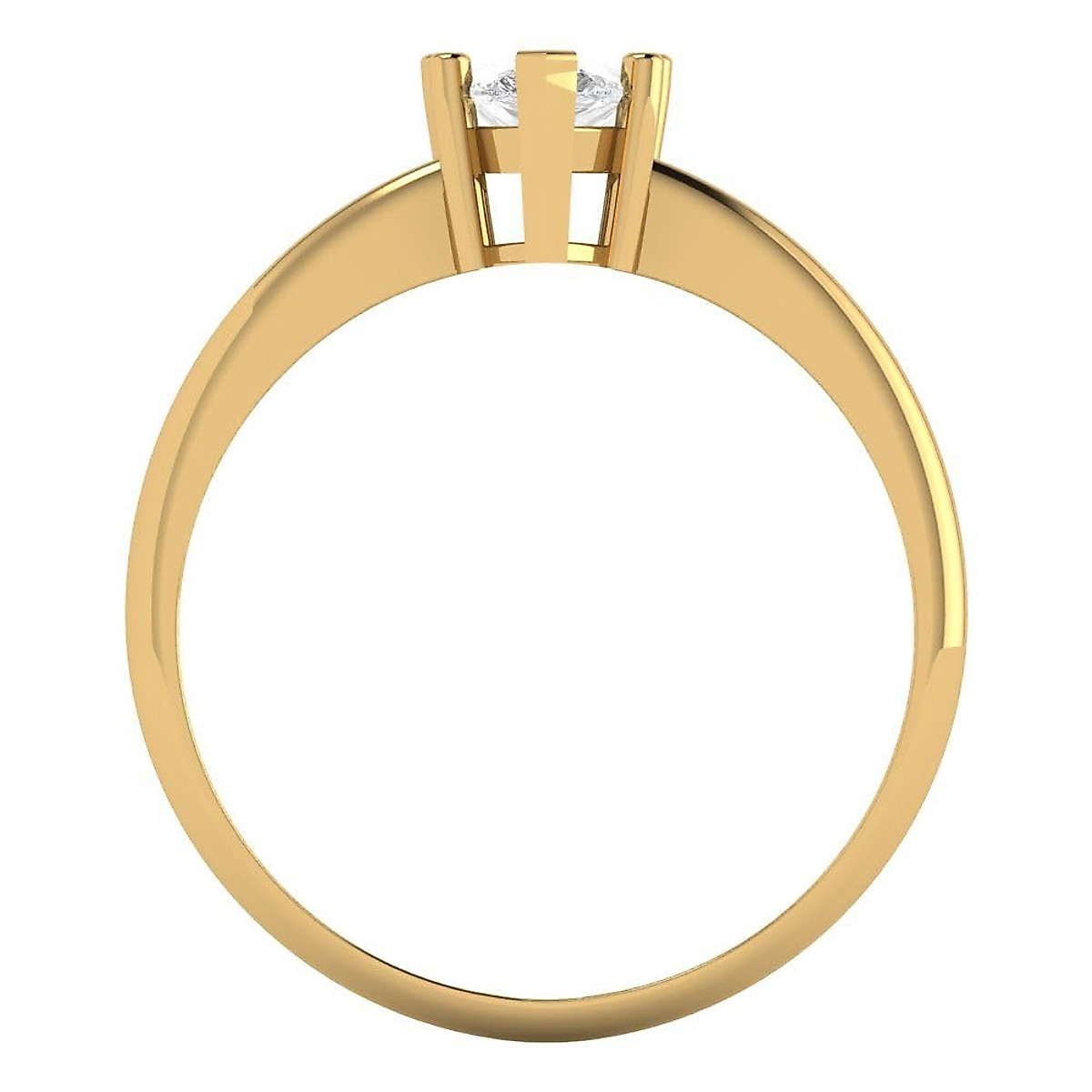 Clara Pucci 1.0 ct Pear Cut Solitaire Genuine Moissanite Wedding Bridal Designer Anniversary Engagement Ring in 14k Yellow Gold for Women