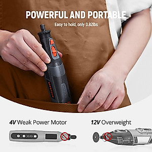 DEPSTECH Cordless Rotary Tool Kit, 8V 2.5Ah Larger Battery, 5-Speed 30000RPM Max, LED Work Light, Power Multi Tool 47Pcs Enduring Accessories Set for Carving, Polishing, Sanding, Drilling, DIY Crafts