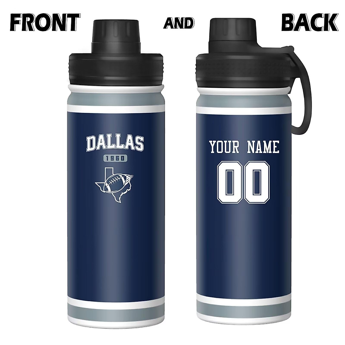 ANTKING Dallas Tumbler Travel Mug Coffee Cup Custom Name Number Gifts for Men Women Youth