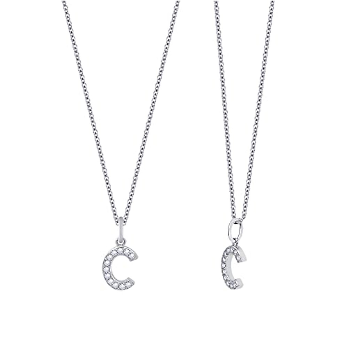 Amazon Essentials Platinum Plated Sterling Silver Infinite Elements Cubic Zirconia Initial "C" Pendant Necklace, 18", (previously Amazon Collection)