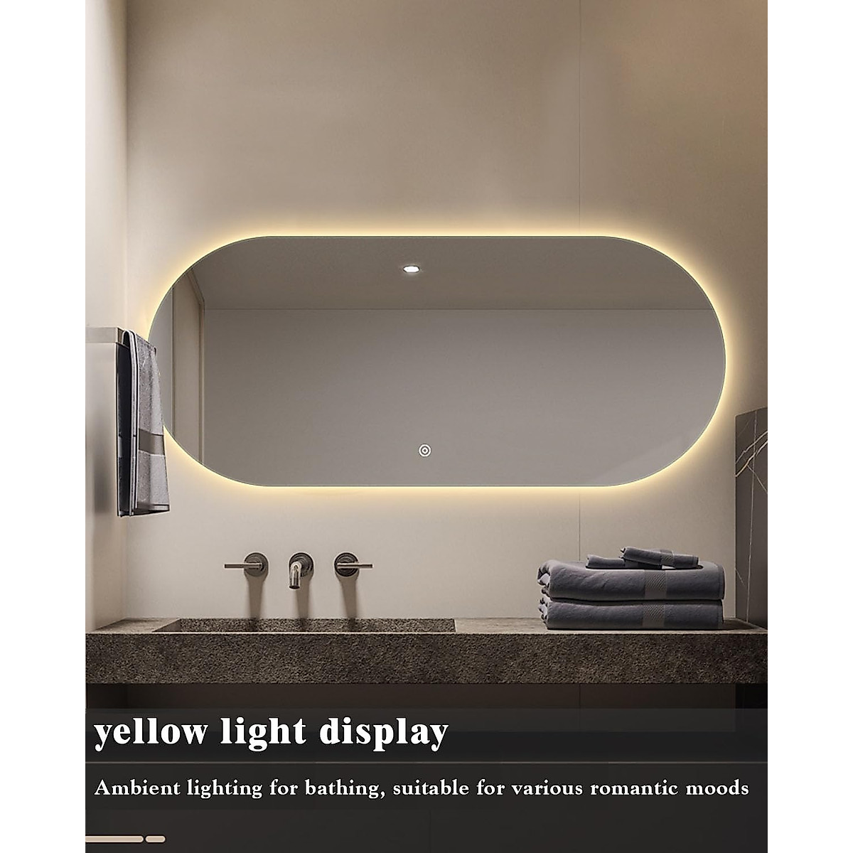 JSLJDM 500 X800 mm Illuminated Backlit LED Bathroom Mirror, Wall Mounted Multifunction Bathroom Vanity Mirror with Lights and Demister Pad, Energy-Saving Illuminated Smart Mirror
