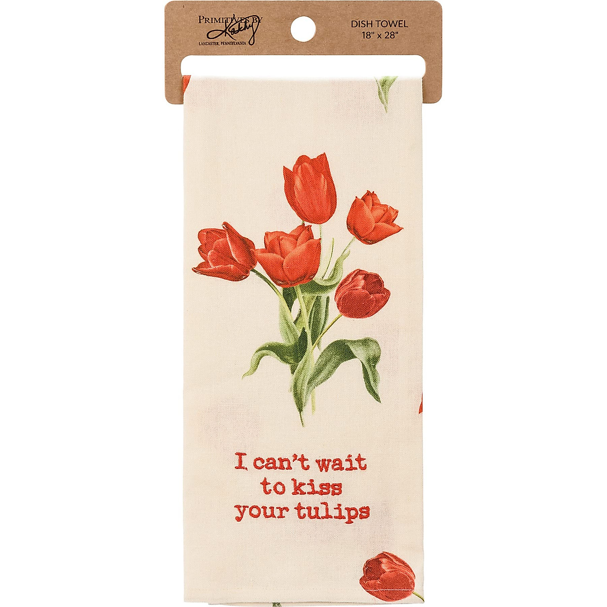 Primitives by Kathy I Can't Wait to Kiss Your Tulips Decorative Kitchen Towel