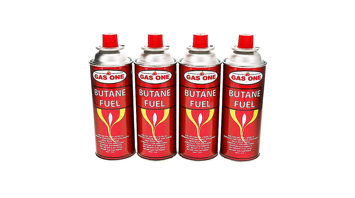 GasOne Camping Butane Fuel - 4 Pack for Stoves