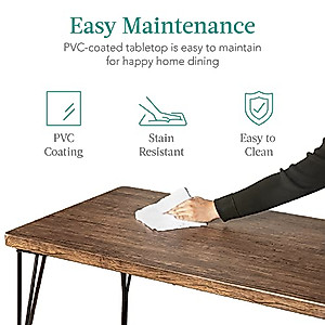 Best Choice Products 5-Piece Metal and Wood Indoor Modern Rectangular Dining Table Furniture Set for Kitchen, Dining Room, Dinette, Breakfast Nook w/ 4 Chairs - Drift Brown