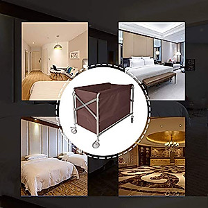 Commercial Laundry Cart Heavy Duty Folding Cleaning Hotel Linen Cart Maximum Load 200kg Stainless Steel Oxford Cloth Bags 4 Rubber Silent Wheels Hotel Laundry Hospital