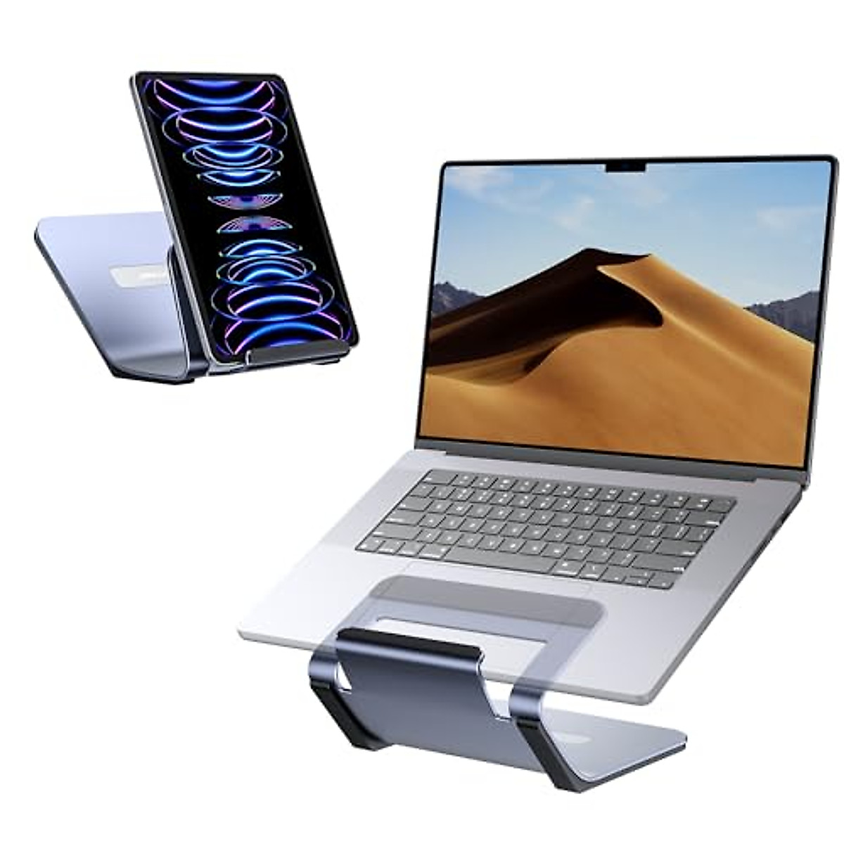 JSAUX Laptop Stand for Desk, Aluminum 2 in 1 Computer Riser and Tablet Stand, Ergonomic Notebook Holder Compatible with MacBook Air Pro, iPad Air Pro, Dell XPS, HP, Lenovo, More 10-15.6” Devices