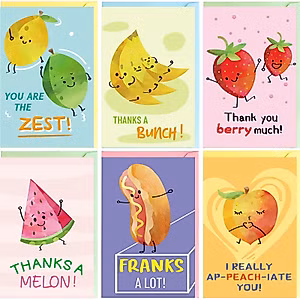 ceiba tree 24Pcs Funny Thank You Cards for Teachers Pun Teacher Appreciation Greeting Cards Bulk Assortment with Envelopes for Graduation End of the Year