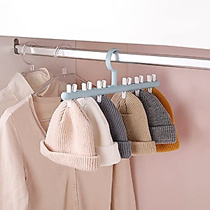 Yesesion Hat Organizer Set, 2 Pack Hanging Hat Rack for Baseball Caps, Blue Hat Hanger Holder for Closet with 6 Clips, Hat Organizer Hanger Storage Holder for Home, Entryway, Bedroom (Blue/White)