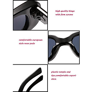 ZYApril Small Retro Square Sunglasses Women - UV 400 Vintage Rectangle driving, walking, traveling Glasses (balck02, 50)