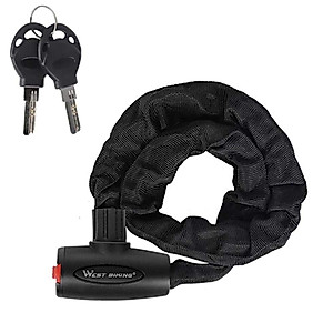 MGUOTP Bicycle Lock Bicycle Lock Steel Anti-Theft Security Reinforced Bike Lock Chain Motorcycle Cycling Chain Lock with Key Bike Locks (Color : Copper)