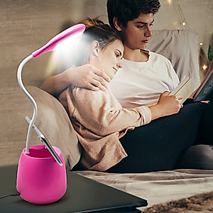 Aduro U-Light Aduro U-Light Desk Lamp Table Light with Wireless Speaker & Phone Stand Desk Organizer, Flexible Gooseneck Table Lamp - Perfect for Home Office Pink