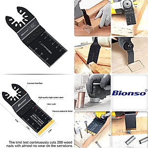 Bionso 55PCS Oscillating Saw Blades, Professional Universal Titanium Multitool Blades for Wood Plastics Metal, Quick Release Multi Tool Kits Fit Dewalt Ryobi Milwaukee Rockwell Fein Makita