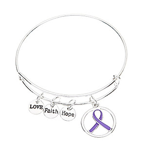 Infinity Collection Purple Ribbon Bracelet, Pancreatic Cancer Bracelet, Purple Ribbon Awareness Bracelet, Gift for Women