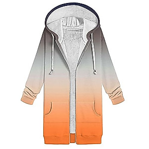 Rpvati Womens Zip Up Hoodies Fall Long Sleeves Hooded Tunic Sweatshirts Lightweight Gradient Tie Dyed Outfit Long Hoodie Jacket for Women Sudaderas De Mujer Orange L