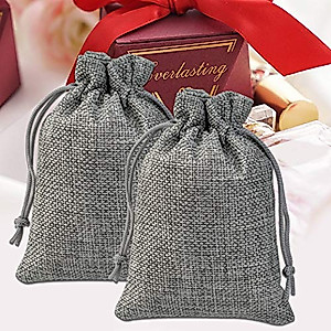 Tayfremn 45pcs Burlap Drawstring Bags Burlap Favor Bags Small Gray Burlap Bags, Burlap Party Favor Bags Drawstring Jewelry Pouch Treat Bags Craft Bags for Wedding Party Birthday Christmas DIY Craft