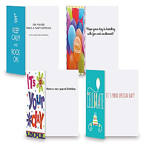 Mega Birthday Greeting Card Value Pack - Set of 40 (20 Designs), Large 5" x 7", Birthday Cards with Sentiments Inside, White Envelopes