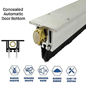 Hollow Metal/Mill Aluminum/Concealed Automatic Door Bottom Sweep with Double Nylon Brush (72553MA), SMS #6 x 1/2'' Supplied, (48'' L x 1-3/8''W x 3/4'' H)