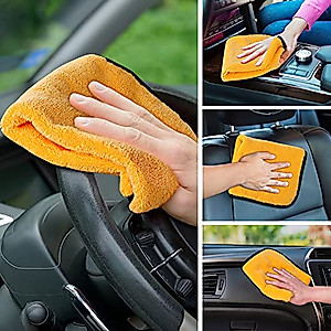 HOMEXCEL Microfiber Towels for Car,Premium Cleaning Cloth Lint Free,Scratch Free,Strong Water Absorption,Car Washing Drying Towel for Household,Auto Detailing,Windows,16" x 24",3 Pack