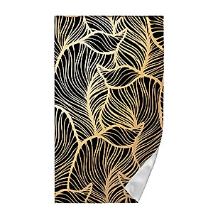VunKo Gold Leaves Kitchen Microfiber Hair Hand Dish Towel Home Soft Highly Absorbent Decorative Dishcloth for Bathroom Beach Hotel Gym Spa Yoga 16 x 28 in