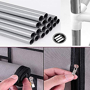 9 Tier Shoe Rack,Double Rows 9 Lattices Large Free Standing Shoe Racks,Shoe Storage Organizer Cabinet with Nonwoven Fabric Dustproof Cover,Space Saving Portable Closet Shoe Cabinet Tower (Gray)