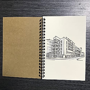 ZAYOIZY Spiral Bound Sketch Book Kraft Paper Sketch Pad Unlined Notebook, Wirebound Sketching Book/Pad for Drawing Painting
