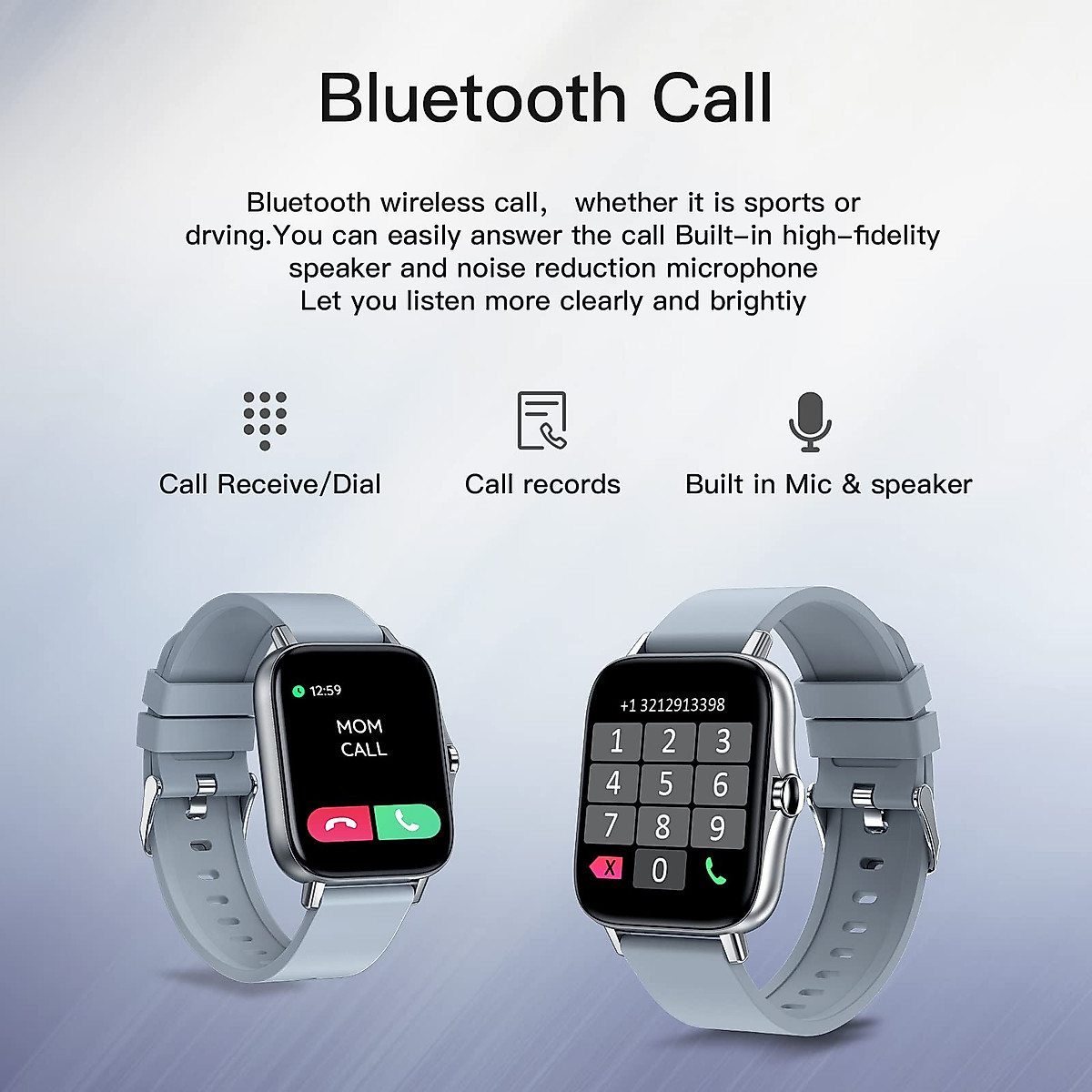 ANDFZ Smart Watch, Smart Watch for Android Phones(Call Receive/Dial), 1.70" HD Full Touch Screen Fitness Tracker for Android Phones with Heart Rate/Blood Pressure/Tracking for Women Men