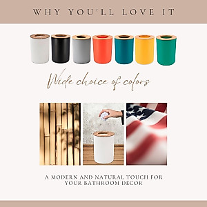 EVIDECO French Home Goods White Bathroom Trash Can Padang Bamboo Top 1.3 Gal - Stylish and Sustainable 5L Waste Solution