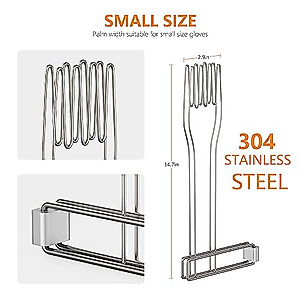 KORRTFID Kitchen Glove Holder,Stainless Steel Kitchen Vertical Glove Support Multi-Purpose Glove Drain Rack,Collapsible Glove Drying Stand,Rubber Glove Drying Rack,Mitten Drying Rack(Small)