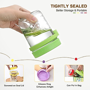 Vaootop 4-pack 16 oz Overnight Oats Containers with Lids and Spoons, Glass jars with Airtight Lids, Wide mouth Mason Salad jars, Glass Food Storage Containers for Snacks Yogurt Spice Sugar