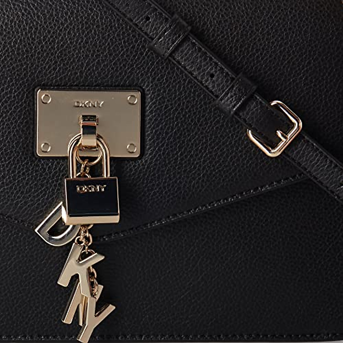 DKNY Women's Everyday Multipurpose Crossbody Handbag Shoulder Bag, Black/Gold Elissa Large, One Size US