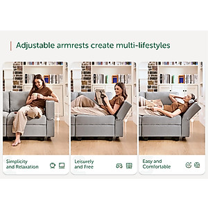 HONBAY Modular Sectional Sofa with Storage Modular Couch with Chaise for Living Room Convertible 9 Seater Sectional Couch Light Grey