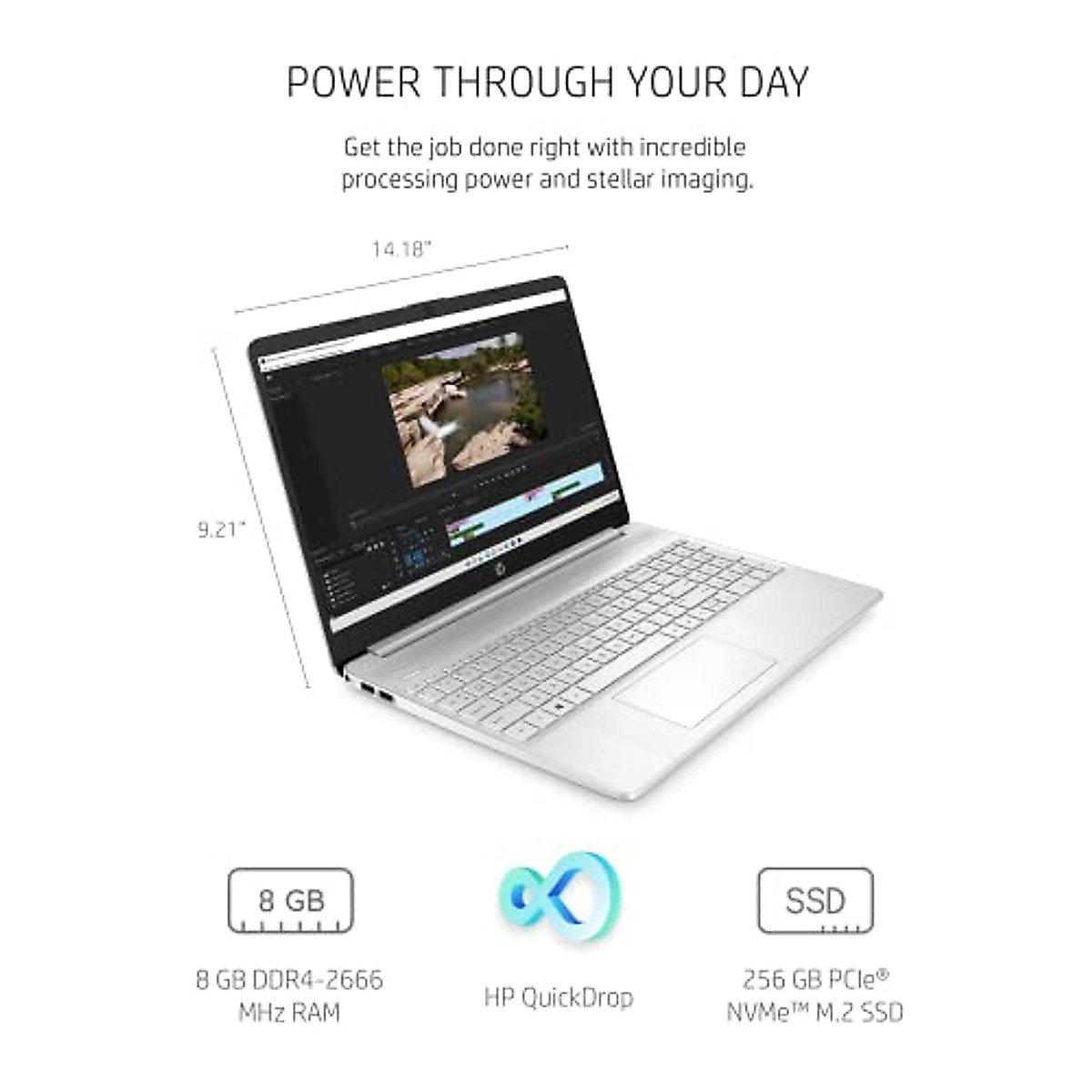 HP 15.6 Inch Laptop, Intel Iris Xe Graphics, 11th Generation Intel Core Processor, 8 GB RAM, 256 GB SSD, Windows 11 Home (15-dy2024nr, Natural silver)