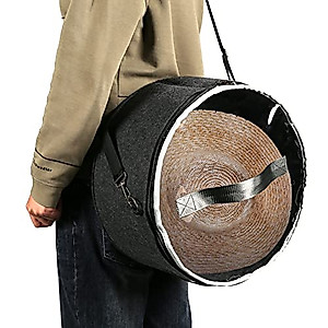 Pehciroe Hat Boxes for Women & Men Storage Large Felt Hat Boxes Storage Round Foldable Hat Carrier Travel Cowboy Hat Storage Box Storage for Hats Toy Clothes with Lid, Gray