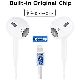 2 Pack Apple Headphones Wired Earbuds with Lightning Connector [Apple MFi Certified] In-Ear iPhone Earphones with Built-in Microphone & Volume Control Compatible with iPhone 14/13/12/11/XR/XS/X/8/7/SE