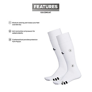 adidas Rivalry Soccer Socks (2-Pair), White/Black, Medium