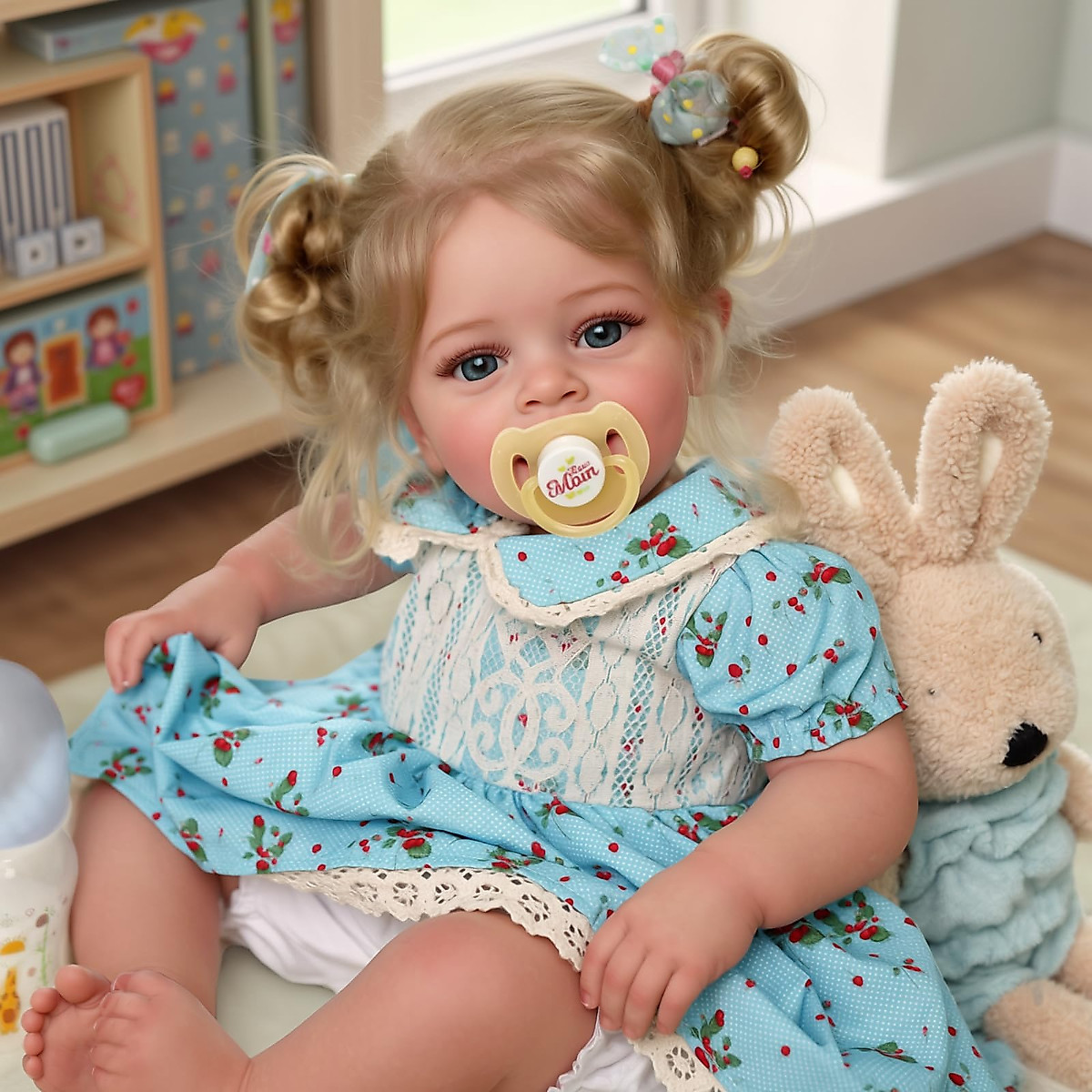 JIZHI Lifelike Reborn Baby Dolls - 18 Inch Realistic-Newborn Baby Dolls Blond Girl Handmade Real Life Toddler Dolls with Clothes for Kids Age 3+