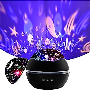 Night Light Projector 360 Degree Rotation Night Light for Kids Moon and Star Projector Nightlight 8 Color Changing Night Lights for Bedroom Decor Birthday Christmas Boys Girls Children Gifts