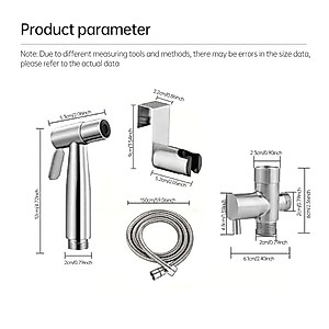 FES Handheld Bidet Sprayer for Toilet, Stainless Steel Material Adjustable Pressure Control Bidet Faucet Diaper Sprayer Set with Hose Attachment Easy Install for Kitchen and Toilet Cleaning (1PCS)